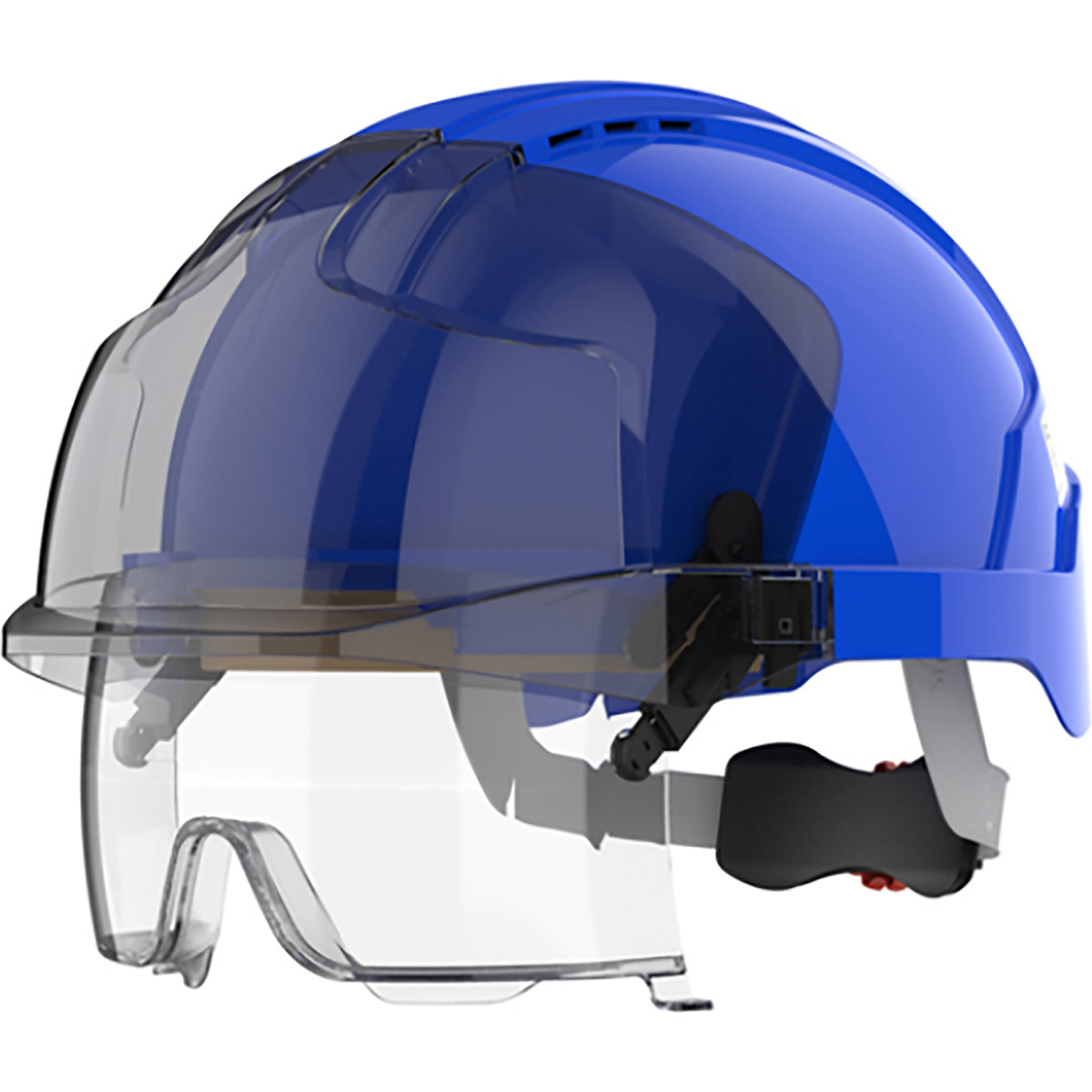 JSP EVO VISTAlens Blue/Grey Vented Wheel-Ratchet Safety Helmet with ...