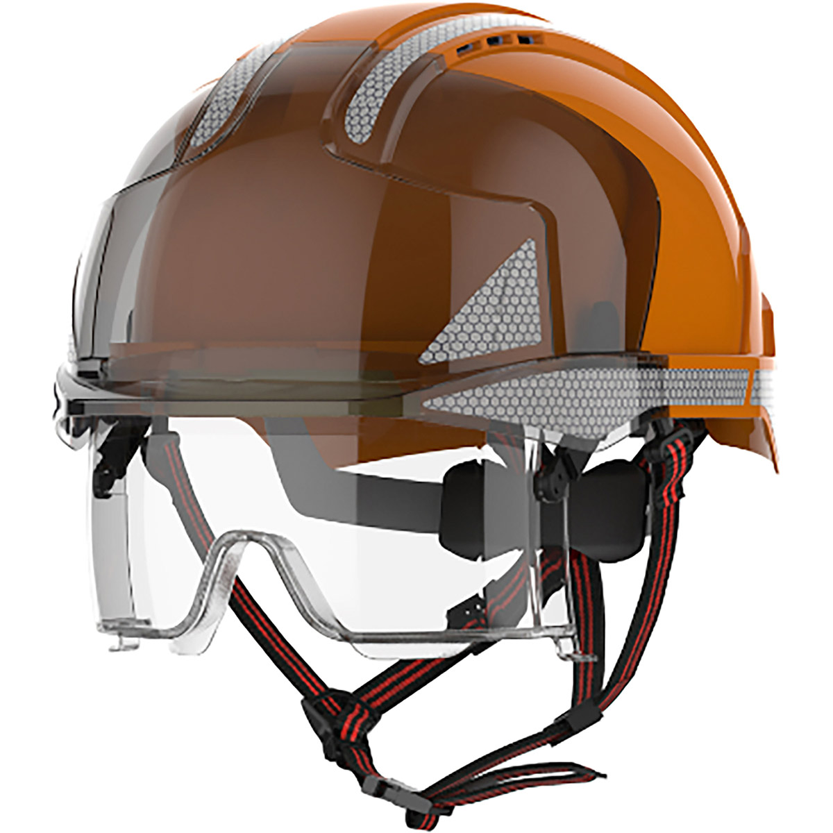JSP EVO VISTAlens Dualswitch Orange Vented Safety Helmet with Glasses ...