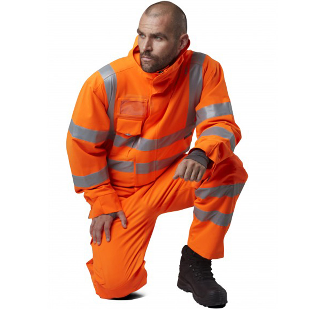 Leo EcoViz Watertown Men’s Orange Waterproof Hi-Vis Overalls | Leo ...