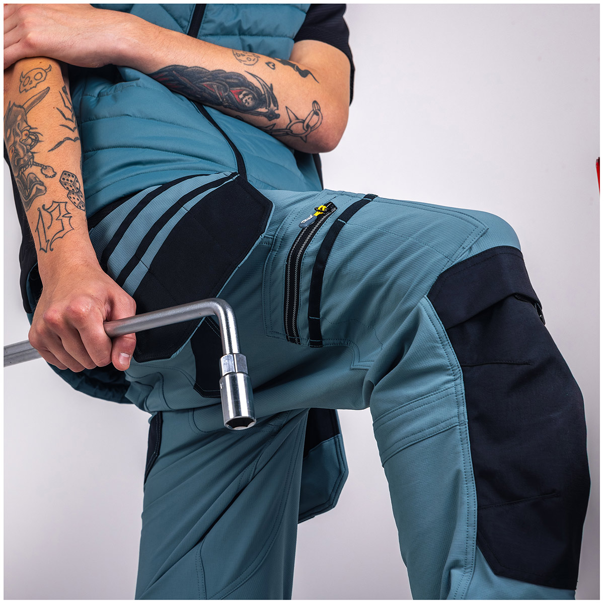 TROJAN Tech Men’s Smoke Blue Cargo Trousers with Holster Pockets ...